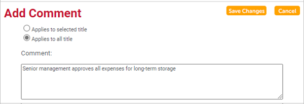 Adding Comments to a Request